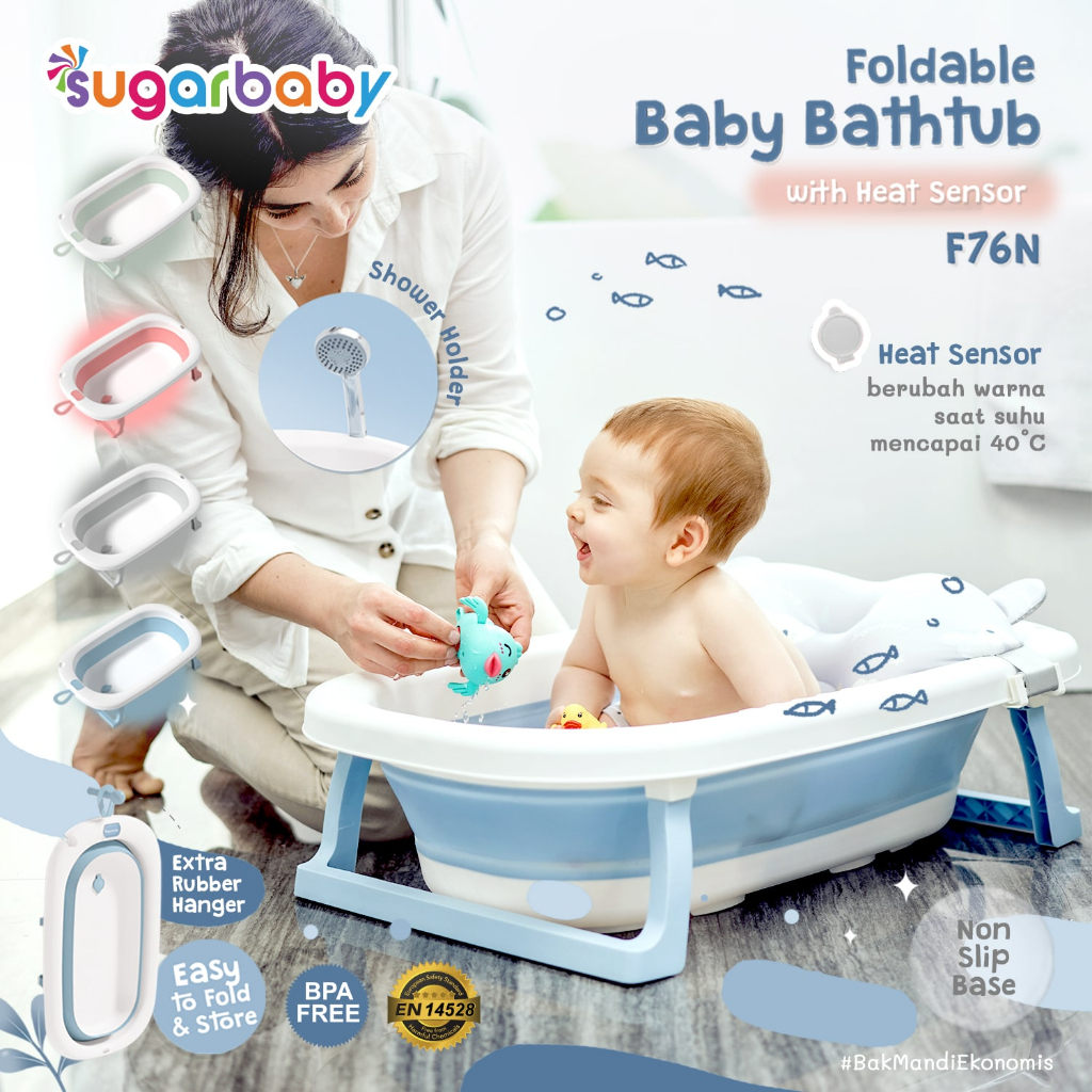 Jual Sugar Baby F76N Foldable Baby Bathtub With Heat Sensor Bak Mandi ...