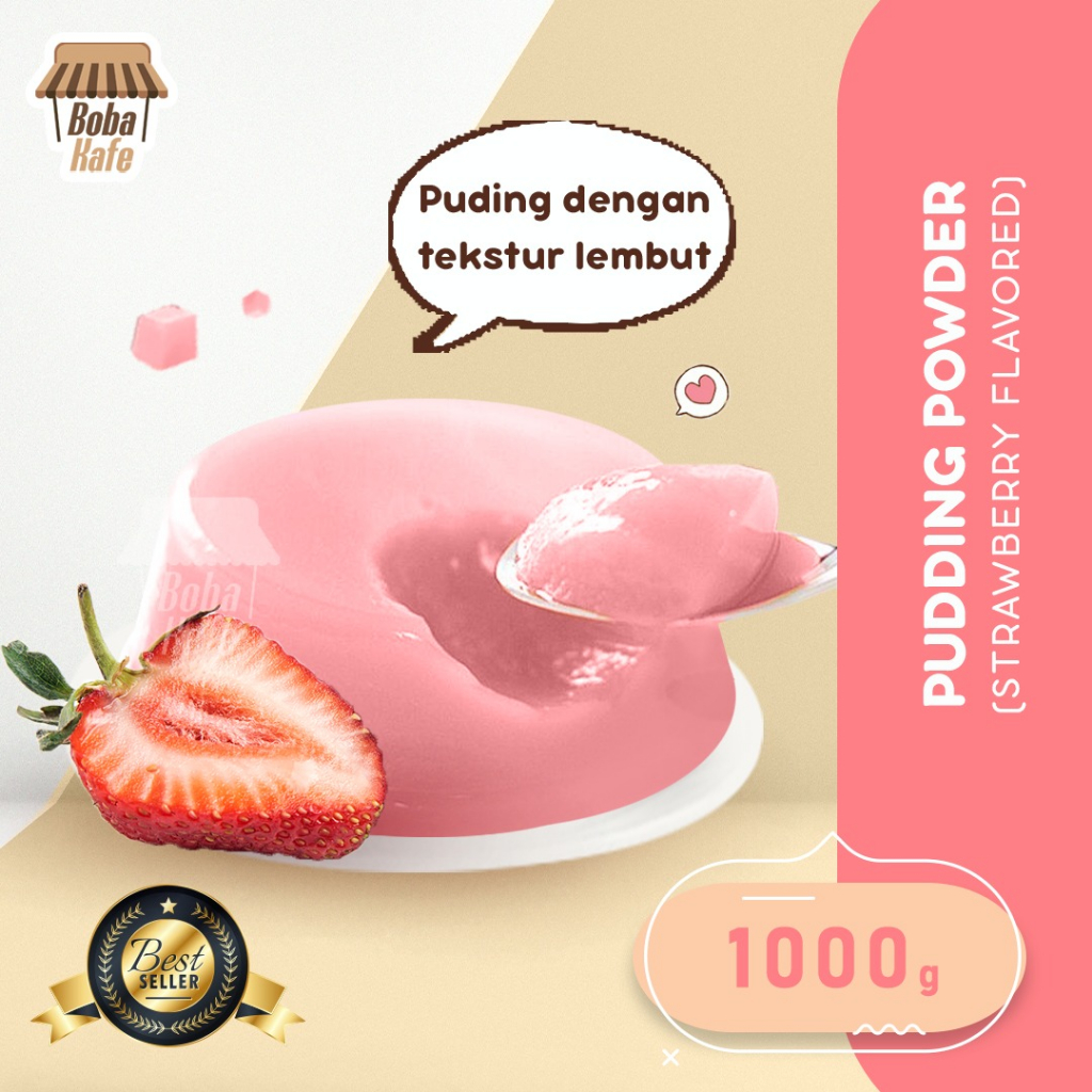 Jual SILKY STRAWBERRY PUDDING POWDER @1KG / SERBUK PUDDING RASA ...