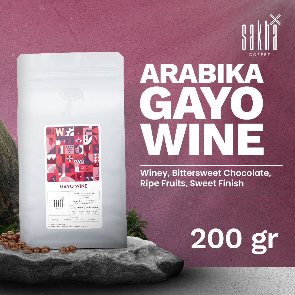Jual Kopi Arabika Gayo Wine Arabica Coffee 200gr Sakha Roastery Biji ...