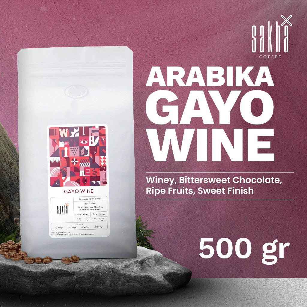 Jual Kopi Arabika Gayo Wine Arabica Coffee 500gr Sakha Roastery Biji ...