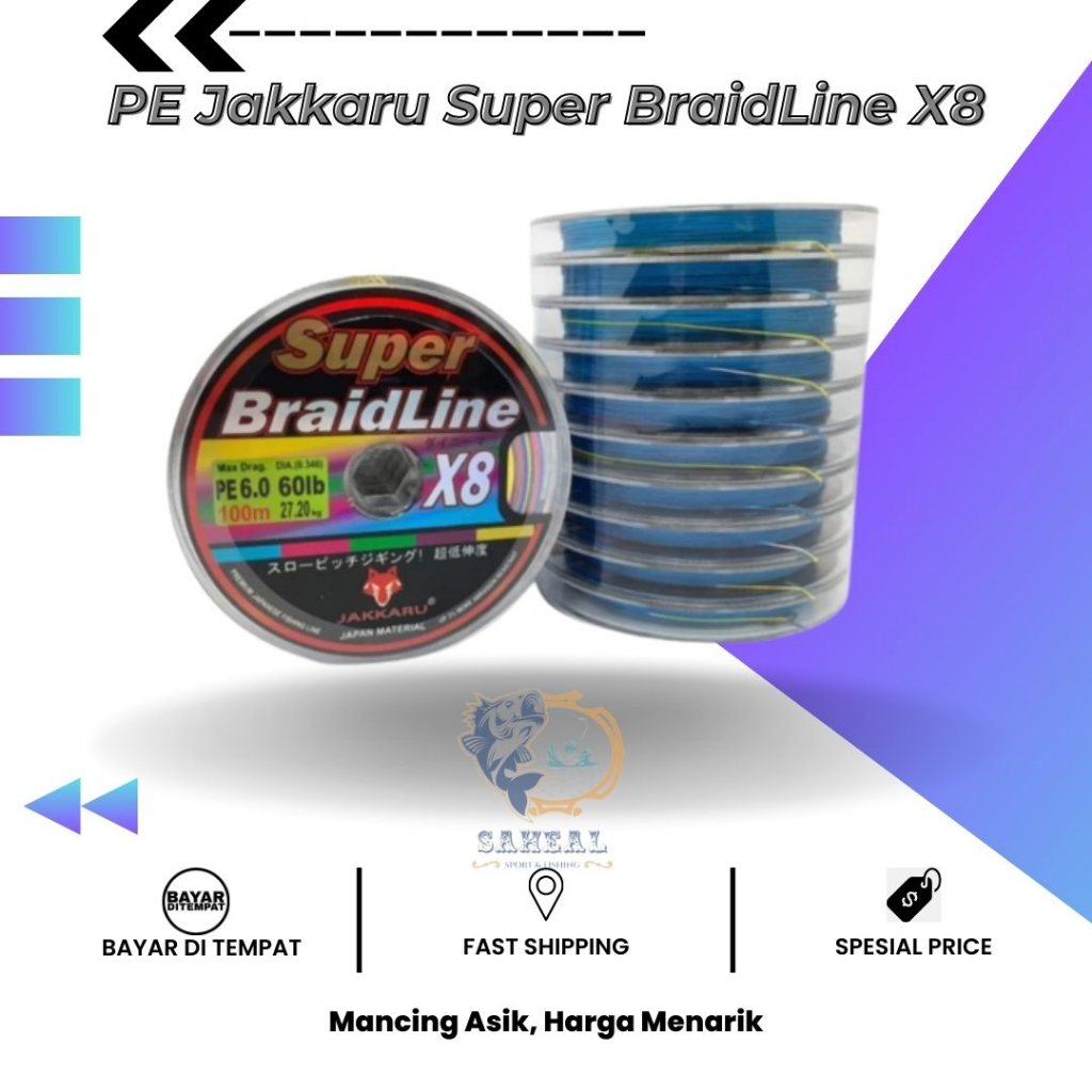 Jual Benang Pancing PE Kuat dan Tipis Jakkaru Super Braid Line X8 ...