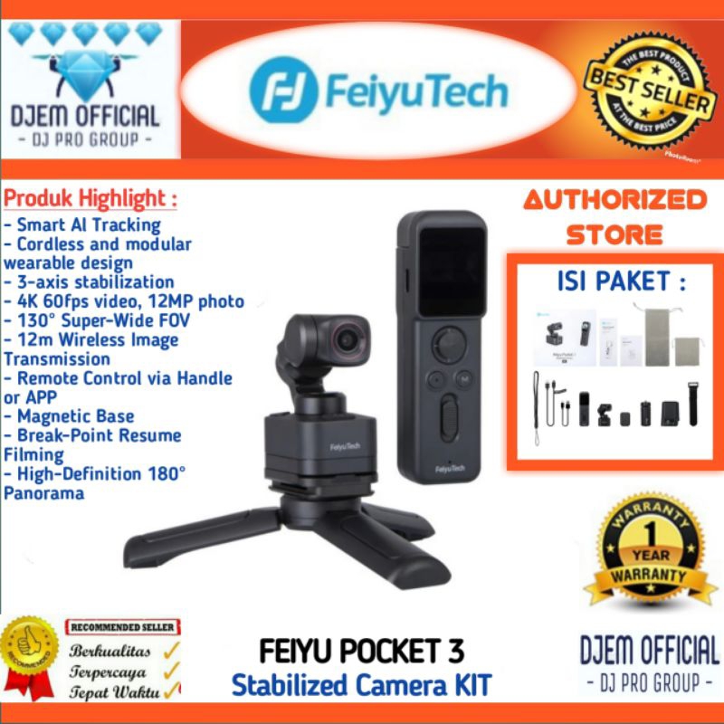 Jual FEIYU Pocket 3 KIT 3-Axis 4K Video Gimbal Stabilizer ActionCam ...