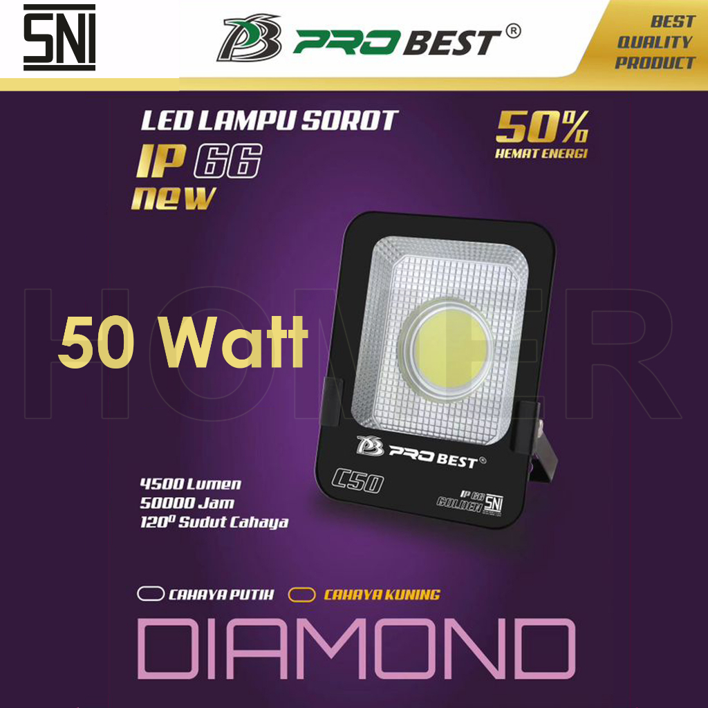 Jual PROBEST Diamond Lampu LED sorot COB Lampu tembak LED COB ip66 SNI waterproof 50w 50watt 50 ...
