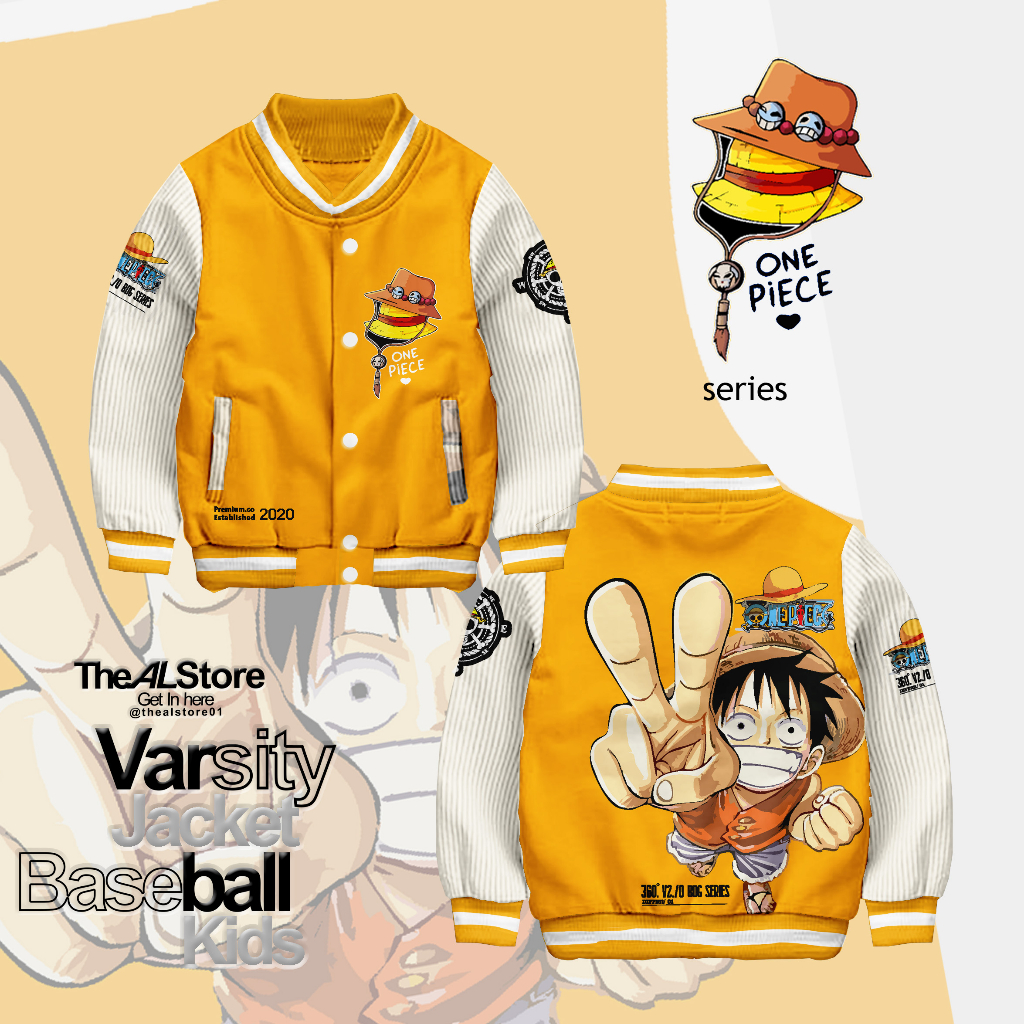 Jual jaket anak varsity / D. Luffy one piece YELLOW/ /Limited | Shopee ...