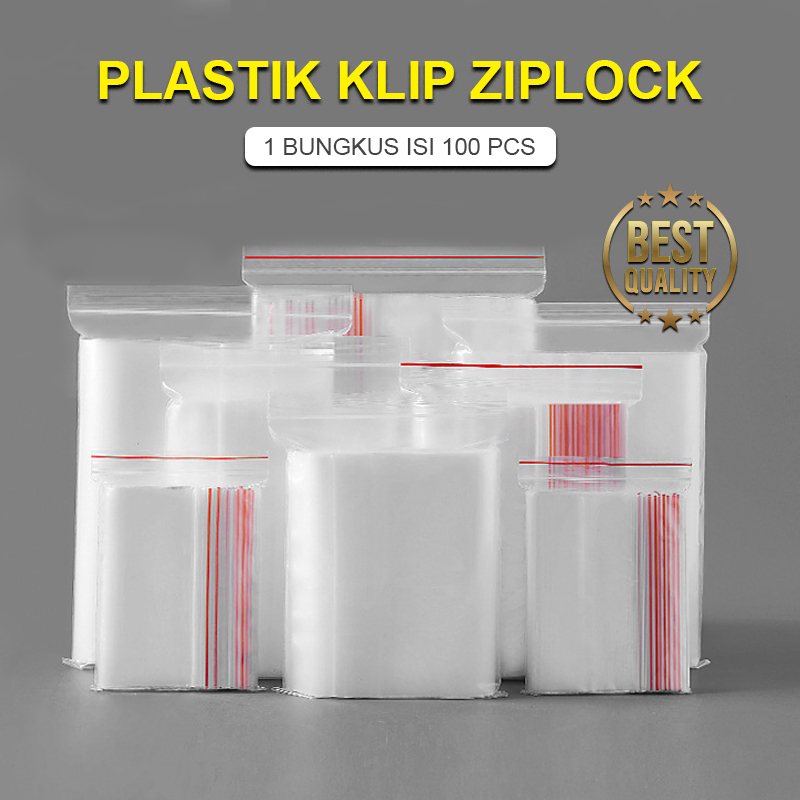 Jual Plastik Klip Ziplock Isi 100 Lembar Per Pak Bening Bahan PE ...