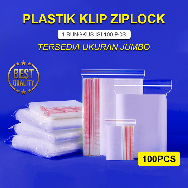 Jual Plastik Klip Ziplock Ukuran Jumbo Besar Isi 100 Pcs Bahan PE ...