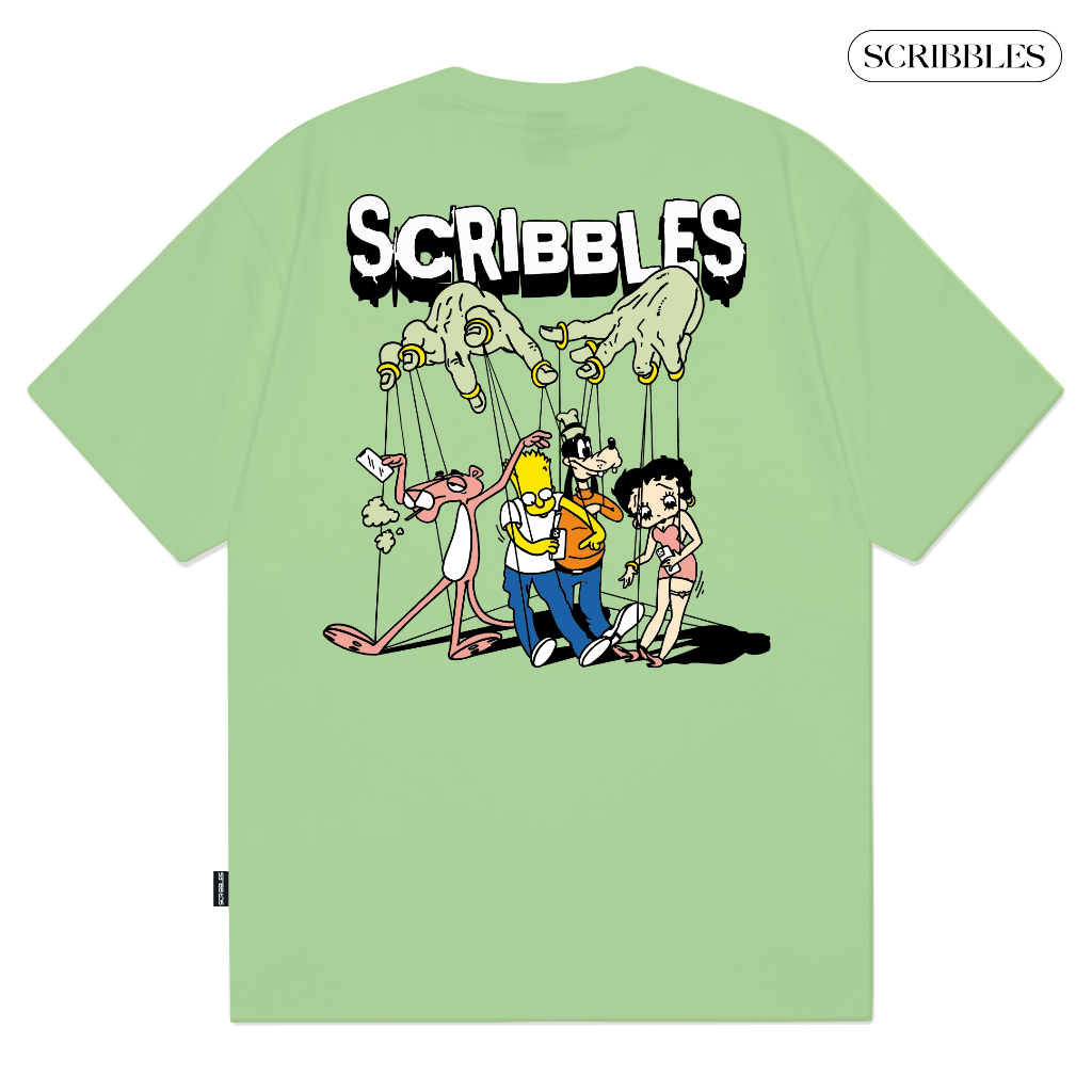 Jual Scribbles Kaos Pria & Wanita Lengan Pendek T-shirt Regular Fit Puppet Hijau Sage | Shopee ...