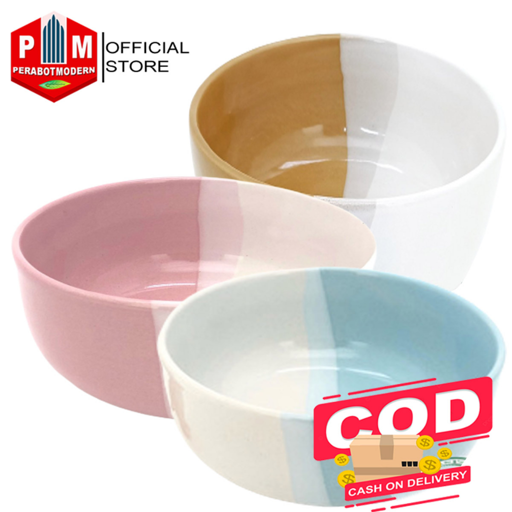 Jual Set Mangkok Keramik Two Tone Bulat 2 Warna Cantik Ukuran / Mangkuk ...