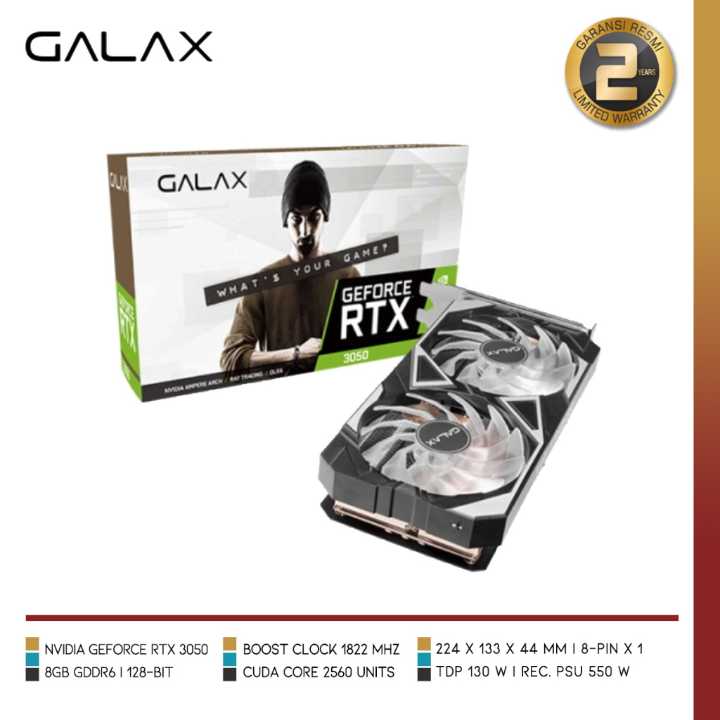 Jual GALAX GeForce RTX 3050 EX 1-Click OC Feature 8GB GDDR6 | Shopee ...