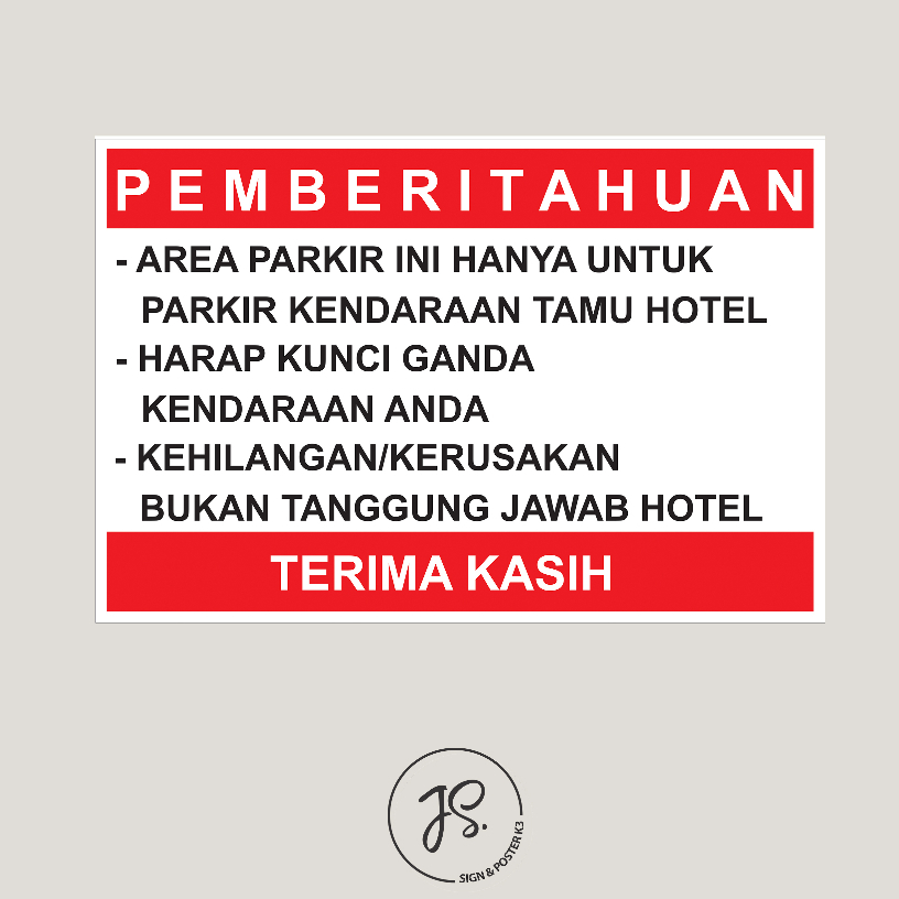 Jual STICKER PEMBERITAHUAN WASPADA PARKIR | Shopee Indonesia