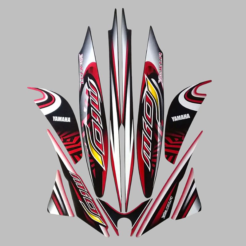 Jual Stiker Striping Motor Mio J 2012 2013 Hitam Merah Sticker Lis Body ...