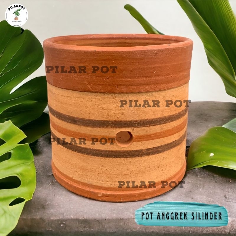 Jual POT BUNGA ANGGREK GERABAH TANAH LIAT SILINDER POLKA D20 - POT ...