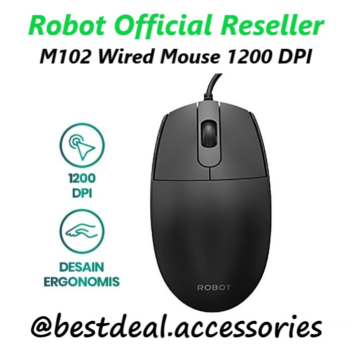 Jual Robot M102 Mouse Wired Business Office Mouse Kabel USB - New M100 ...