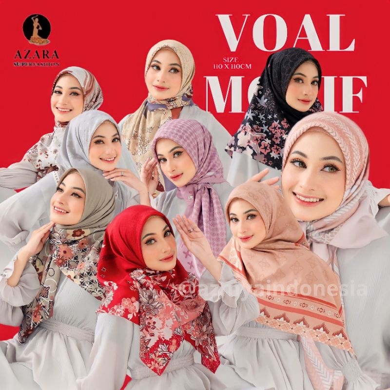 Jual Azara Motif part 1 Scarf Kerudung Hijab Segi Empat (Voal Motif ...