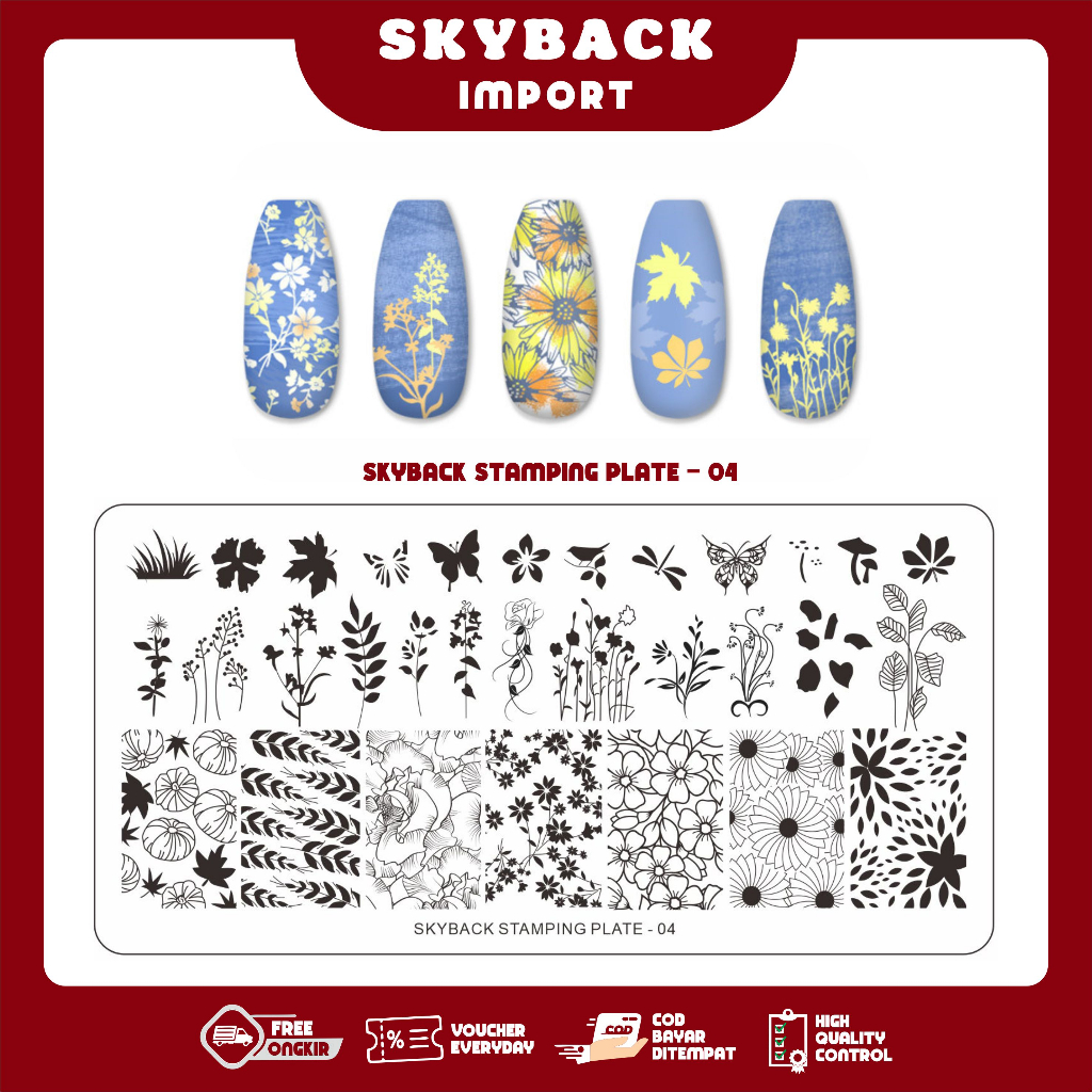 Jual Nail Stamp Set Template/Manicure Transfer Template Stencil Motif ...