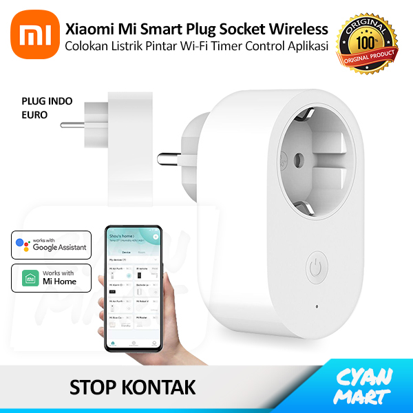 Jual Xiaomi Mi Smart Socket Smart Plug Wi-Fi Over Steker Sambungan Stop ...
