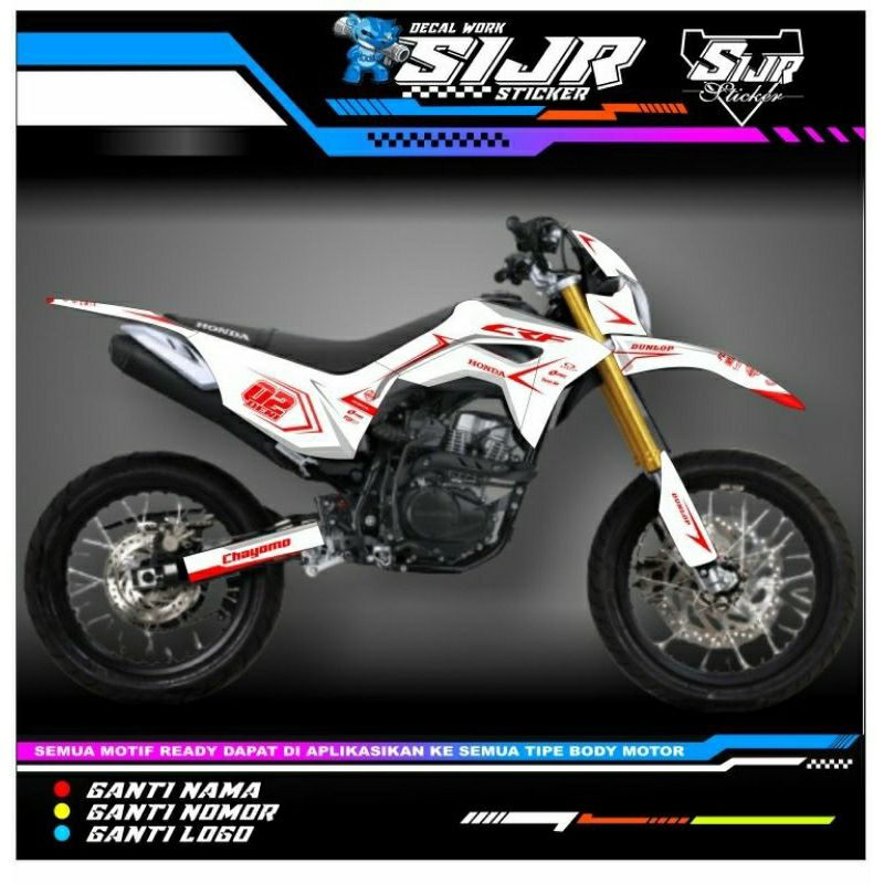 Jual decal crf stiker decal striping crf bisa request nomor dll ...