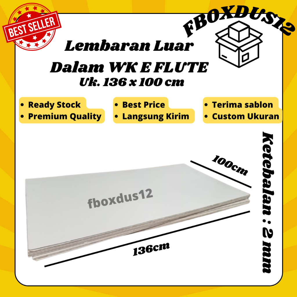 Jual Kardus/Dus/Karton Lembaran Corrugated WK-WK E Flute 2mm uk ...