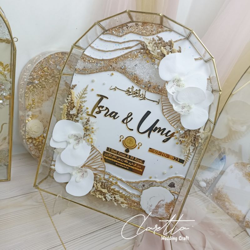 Jual mahar nikah simple elegan putih gold custom mahar resin kekinian ...