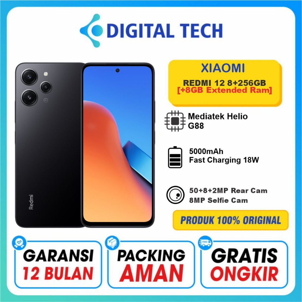 Jual Xiaomi Redmi 12 8+256GB [+8GB Extended RAM] Garansi Resmi Xiaomi ...
