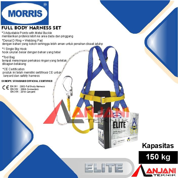 Jual MORRIS FULL BODY HARNESS SET SINGLE BIG HOOK ELITE SAFETY BELT ...