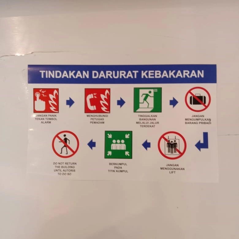 Jual Sign Stiker Tindakan Darurat Kebakaran Sign Rambu K3 Sticker ...