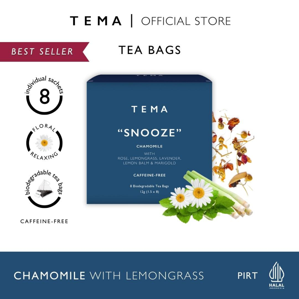 Jual Snooze - Chamomile Lavender Lemongrass - TEMA Tea Bags - Wellness ...
