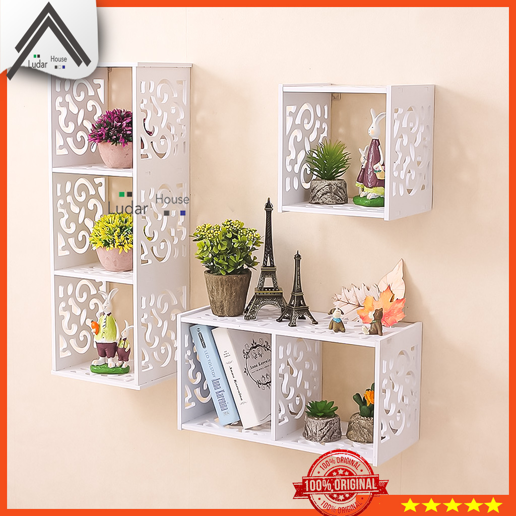 Jual Rak Hiasan Dinding Putih Persegi Tempel di dinding Shabby rack ...
