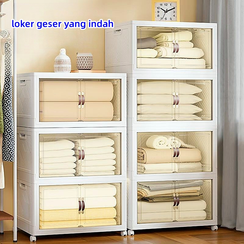 Jual Panjang60CM triple kotak penyimpanan storage box susun lemari ...