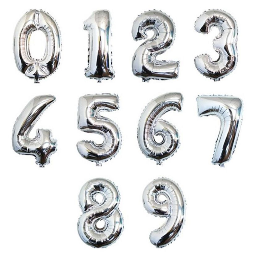 Jual HLS - (1pcs) Balon Foil Angka Silver 40 cm / Balon Angka Silver ...