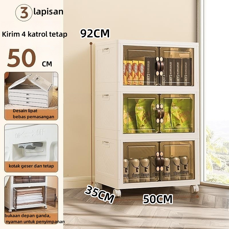 Jual Panjang60CM triple kotak penyimpanan storage box susun lemari ...