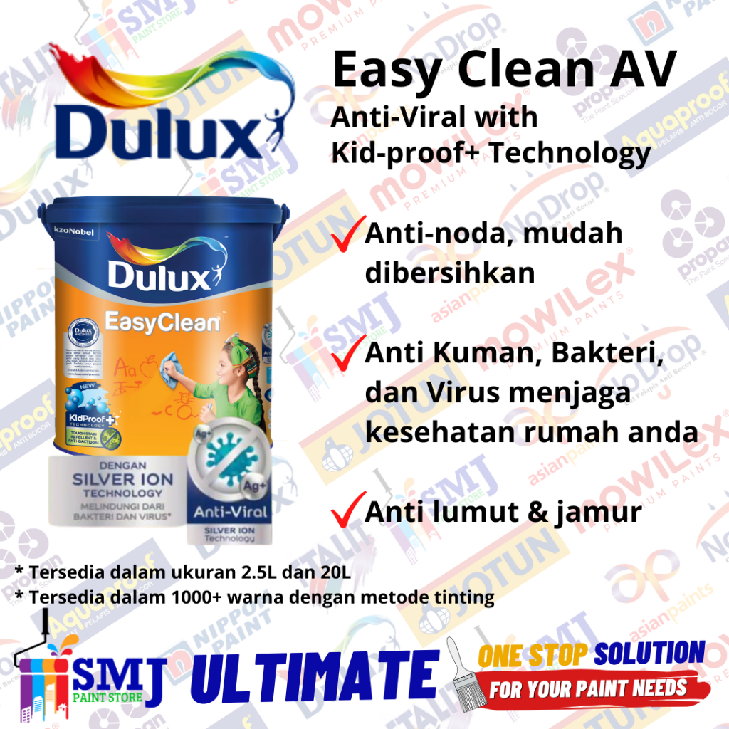 Jual Cat Tembok Interior Anti Noda & Kuman DULUX Easy Clean AV - Anti ...