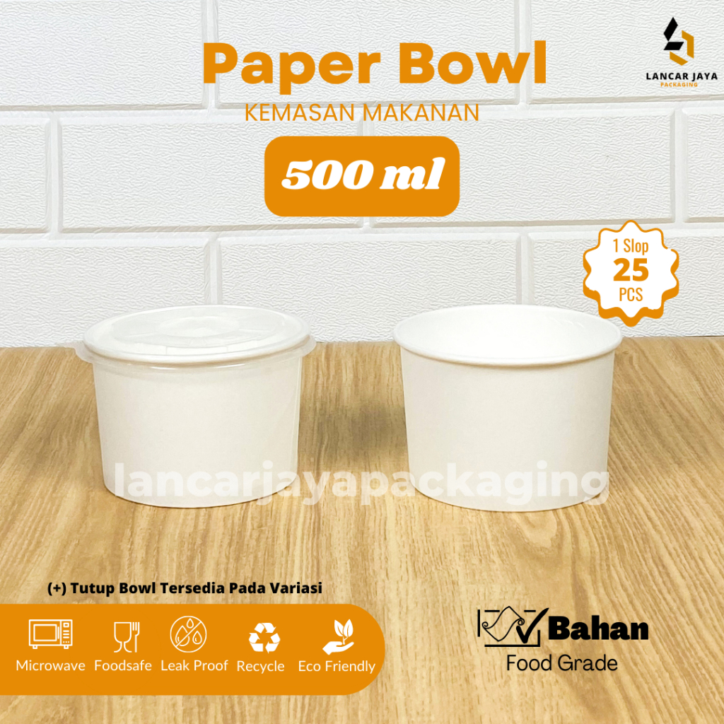 Jual Paper Rice Bowl Mangkok Kertas Nasi Kemasan Makanan 650 ML (22 Oz ...