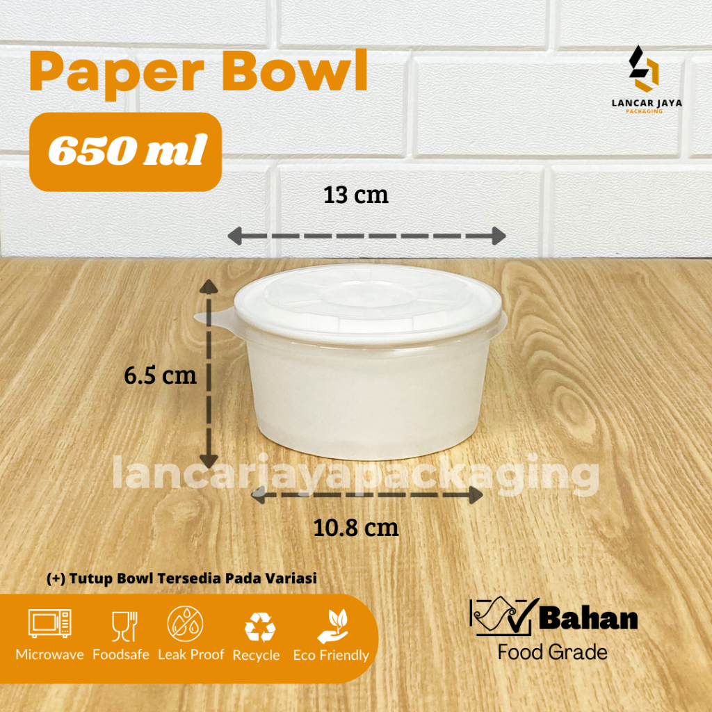 Jual Paper Rice Bowl Mangkok Kertas Nasi Kemasan Makanan 650 ML (22 Oz ...