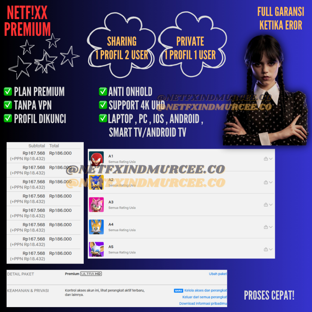 Jual [BERGARANSI] NETFLIXX NETFLIX NETFLX NETPLIK PREMIUM SHARING PRIVATE 4K ULTRA HD 1 BULAN NO ...