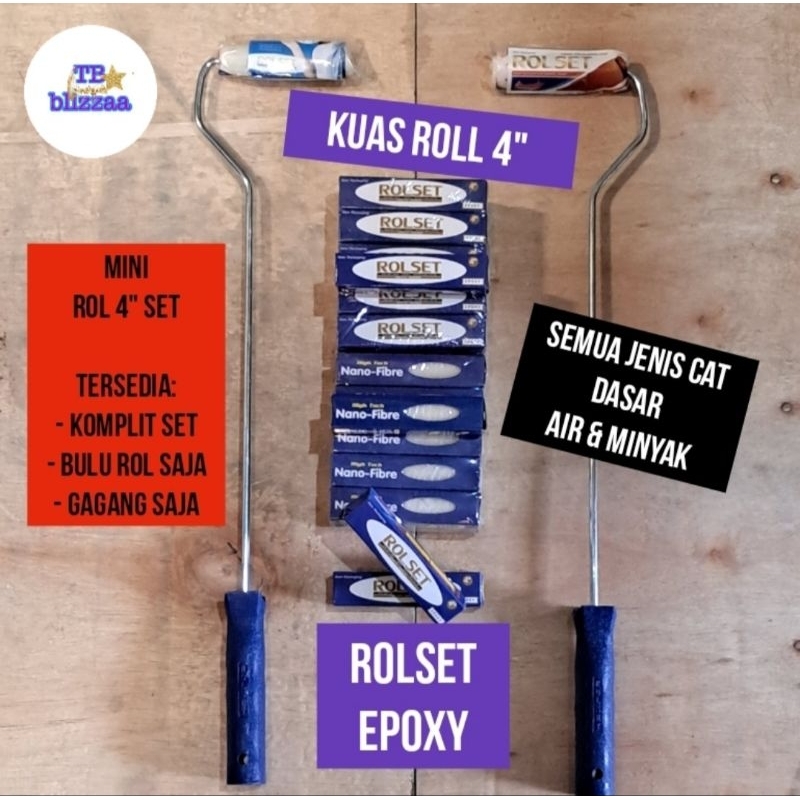 Jual Kuas Roller Mini Rol RolSet 4" inch Epoxy Semua Jenis Cat Set ...