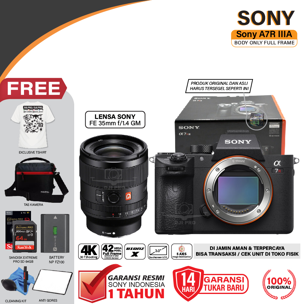 Jual Sony Alpha A7R IIIA + FE 35MM F1.4 GM - Mark 3A - A7RM3A Mirrorless | Shopee Indonesia