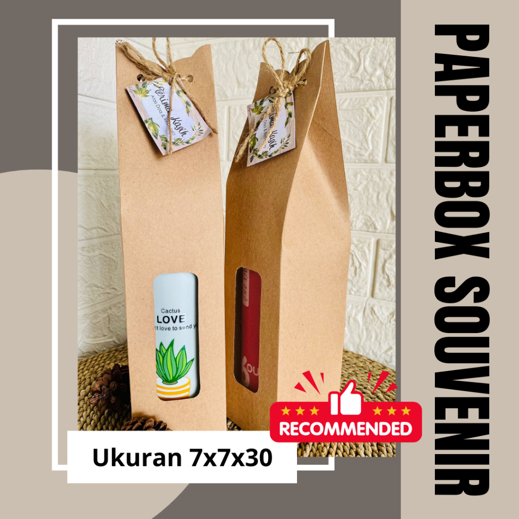 Jual Paper box souvenir pernikahan botol paper kraft tebal Box souvenir botol/tumbler Craft ...