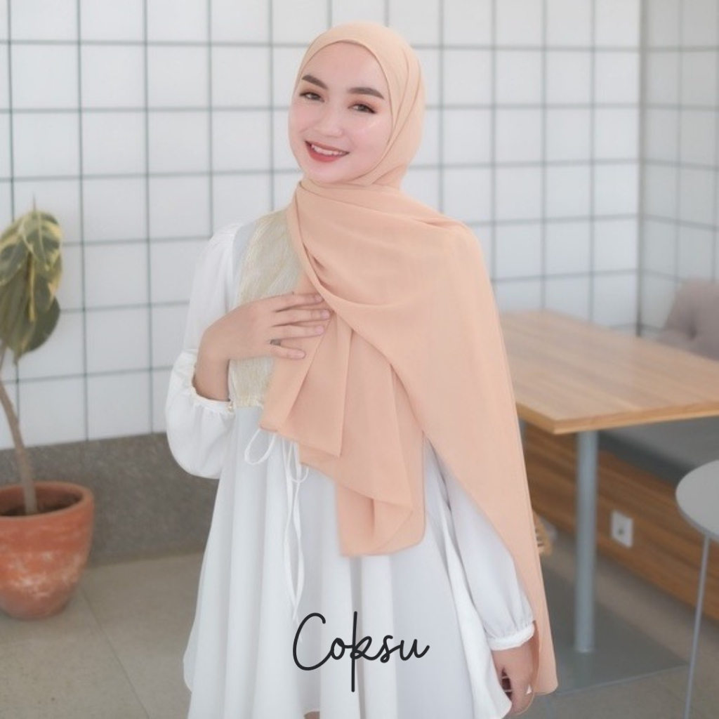 Jual 40 WARNA Pashmina Ceruty Baby Doll Premium Jahit Tepi Polos Sabyan Heavy Chiffon part 1 ...