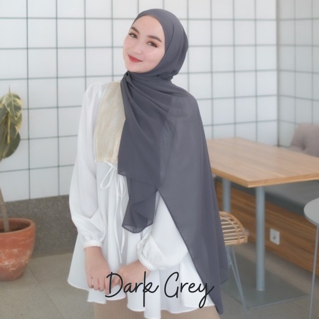 Jual 40 WARNA Pashmina Ceruty Baby Doll Premium Jahit Tepi Polos Sabyan Heavy Chiffon part 1 ...