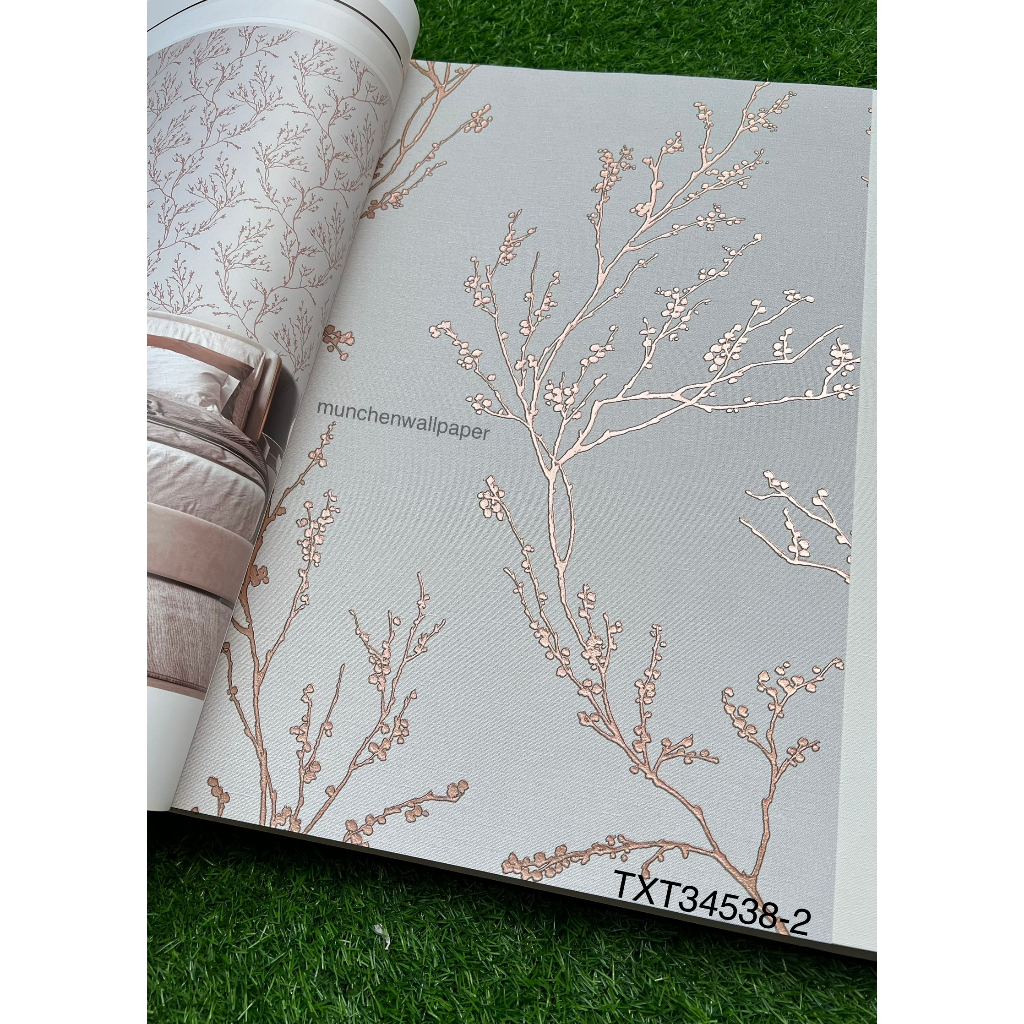 Jual Wallpaper Dinding Korea 15m2 Ranting Ulir Metalik Glowing Gold ...