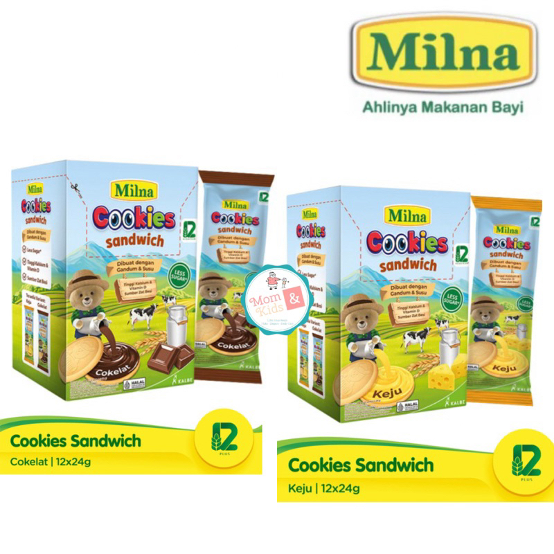 Jual Milna Cookies Sandwich Coklat Keju (12x24g) | Biskuit Snack ...