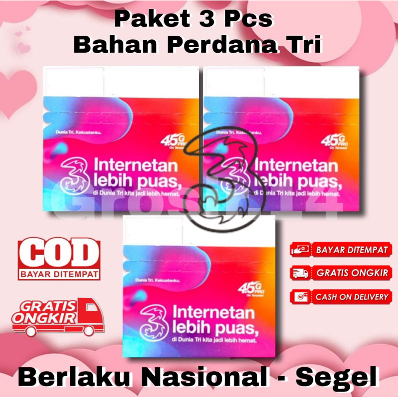 Jual Bahan Perdana Tri Paket 3 PCS || Bahan Perdana Kosongan || Perdana ...