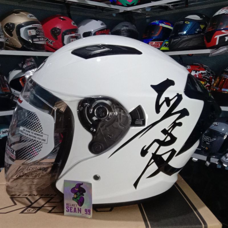 Jual HELM NHK R1 MAX KANJI ALL WARNA HALF FACE DOUBLE VISOR ORIGINAL ...