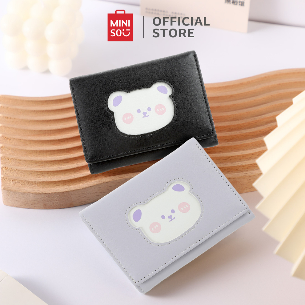 Jual MINISO Dompet Wanita Dompet Bulanan Simple Bear Cute Trifold ...
