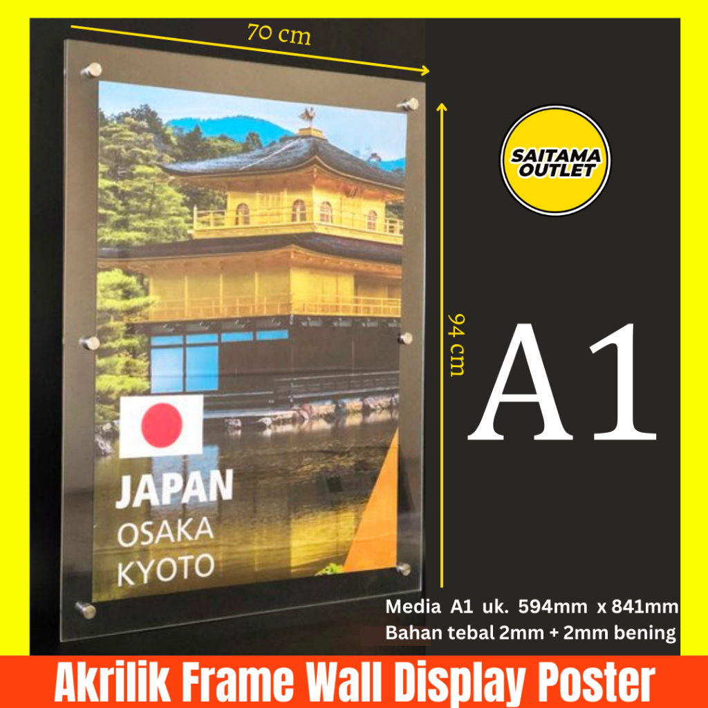 Jual Akrilik frame A1/ Akrilik dinding bingkai A1/ display poster akrilik pajangan pengumuman ...