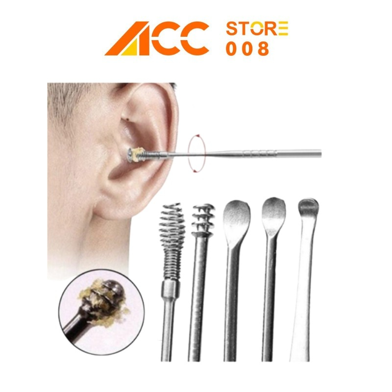 Jual Korek kuping besi stainless steel 1 Set isi 5pcs ACC | Shopee ...