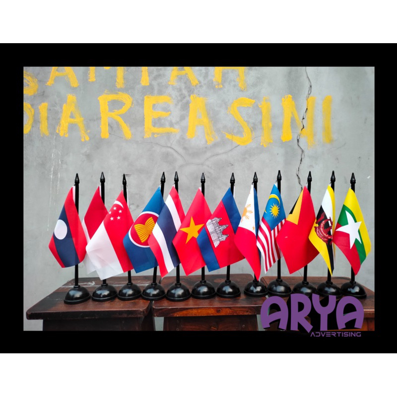 Jual bendera negara anggota ASEAN dan tiang kayu meja 1 set | Shopee ...