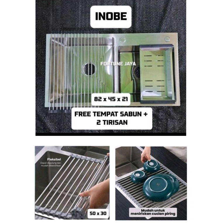 Jual KITCHEN SINK SET 2 LUBANG BAK CUCI PIRING STAINLESS SATIN SILVER ...