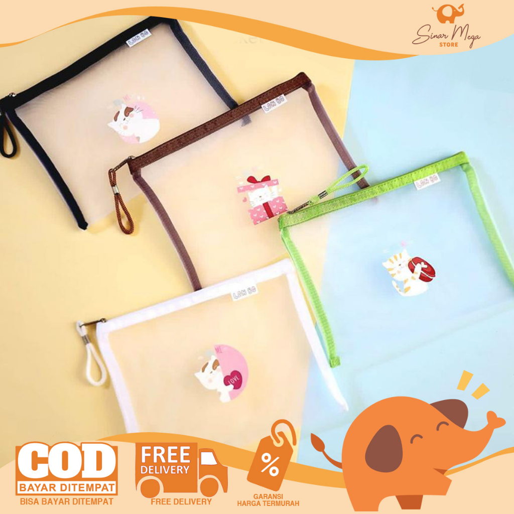 Jual Pocket File A6 LB-1226 / Pocket Jaring Bahan Mesh Dengan Resleting ...